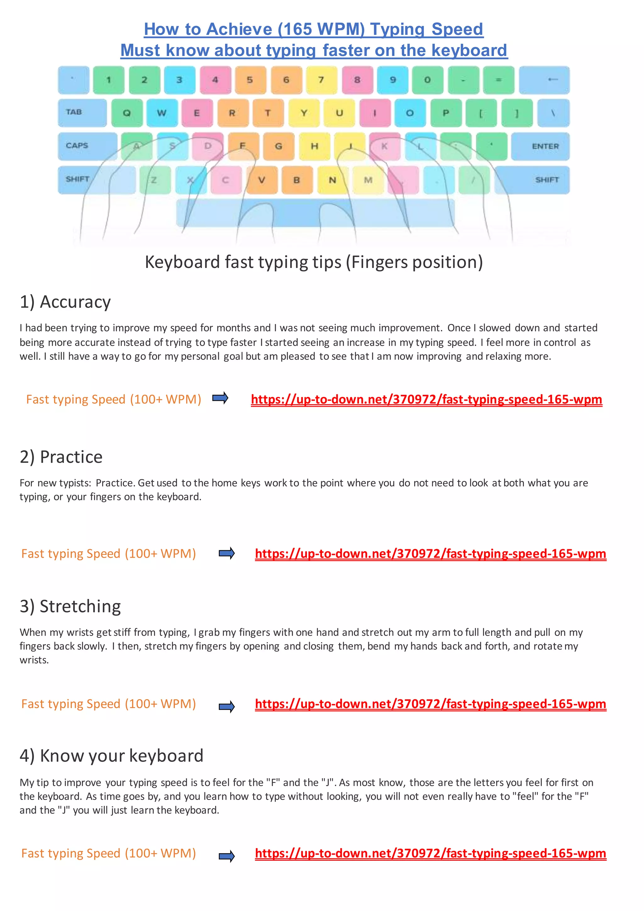 How to achieve (165 wpm) typing speed | PDF