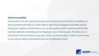 How to achieve traceability in manufacturing? | PDF