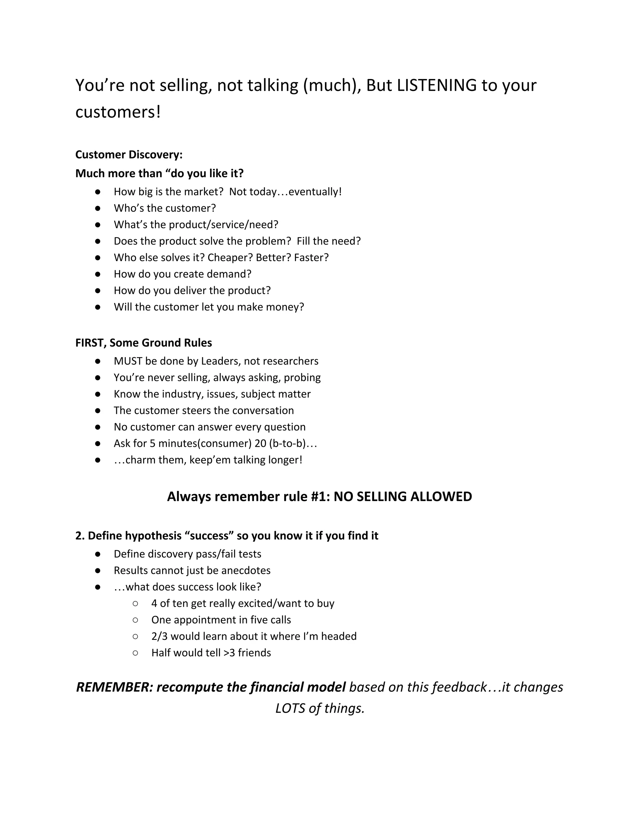 How To Actually DO Customer Discovery | PDF