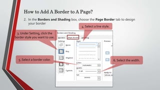 How to add a border to a page in Microsoft Word 2016 | PPTX