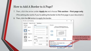 How to add a border to a page in Microsoft Word 2016 | PPTX