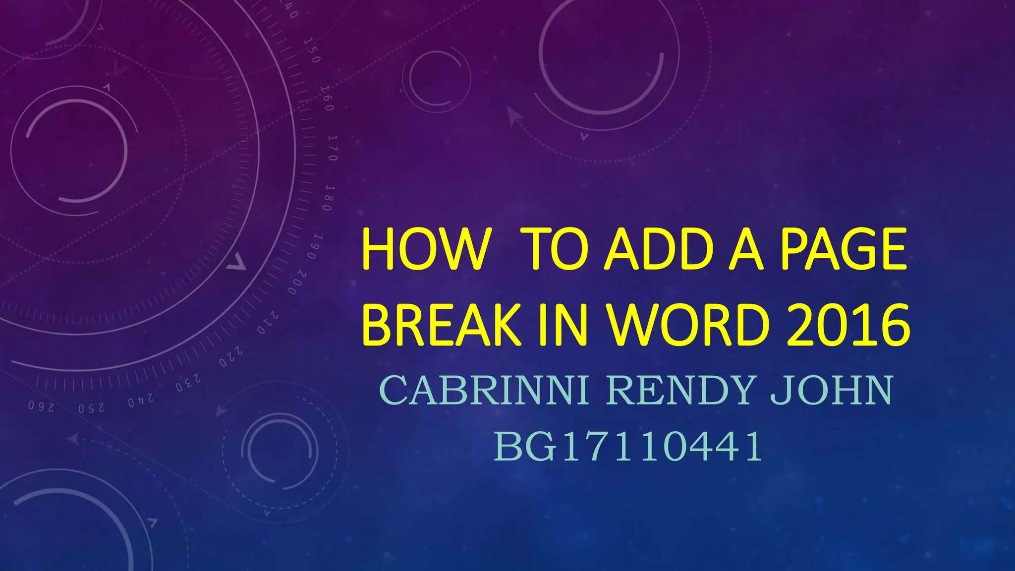 How to add a page break in word 2016 | PPTX