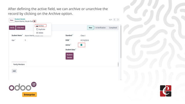 How To Add Archive And Unarchive Option In Odoo 17 | PPTX