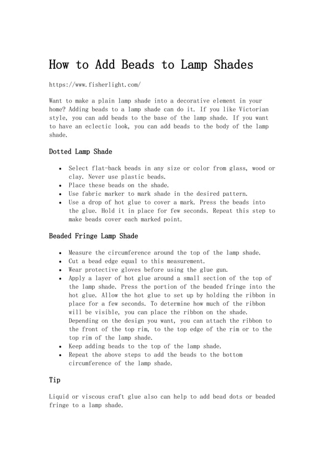 How to add beads to lamp shades | PDF | Beadwork | Arts and Crafts