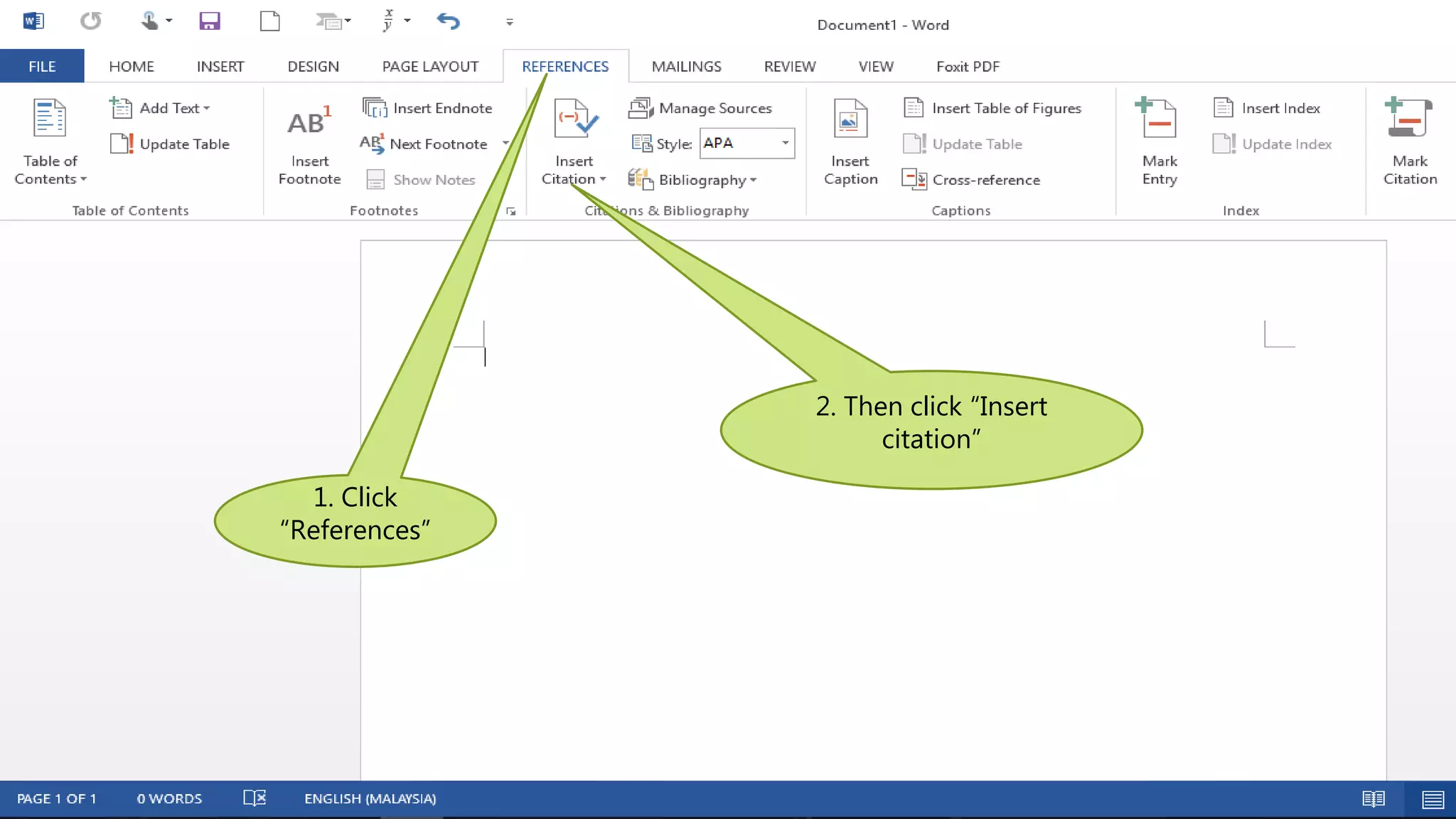 How to add bibliography in Microsoft Word 2013 | PPTX