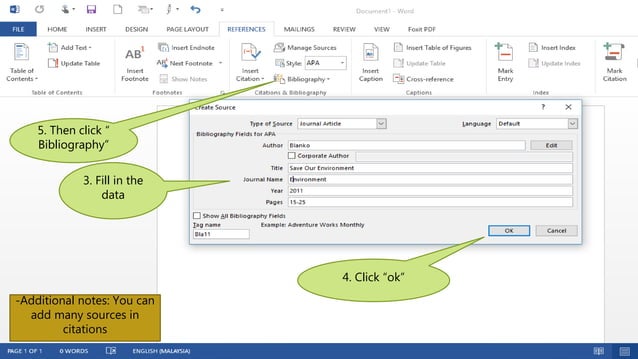 How to add bibliography in Microsoft Word 2013 | PPT
