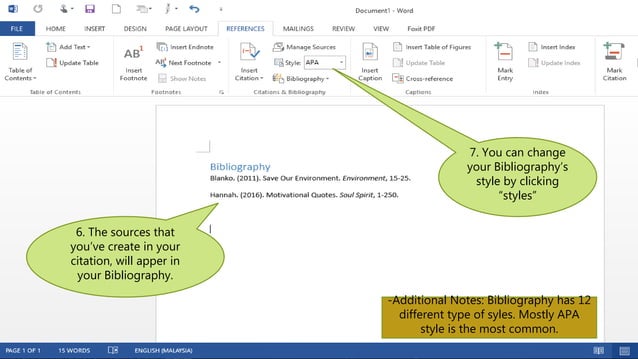 How to add bibliography in Microsoft Word 2013 | PPT