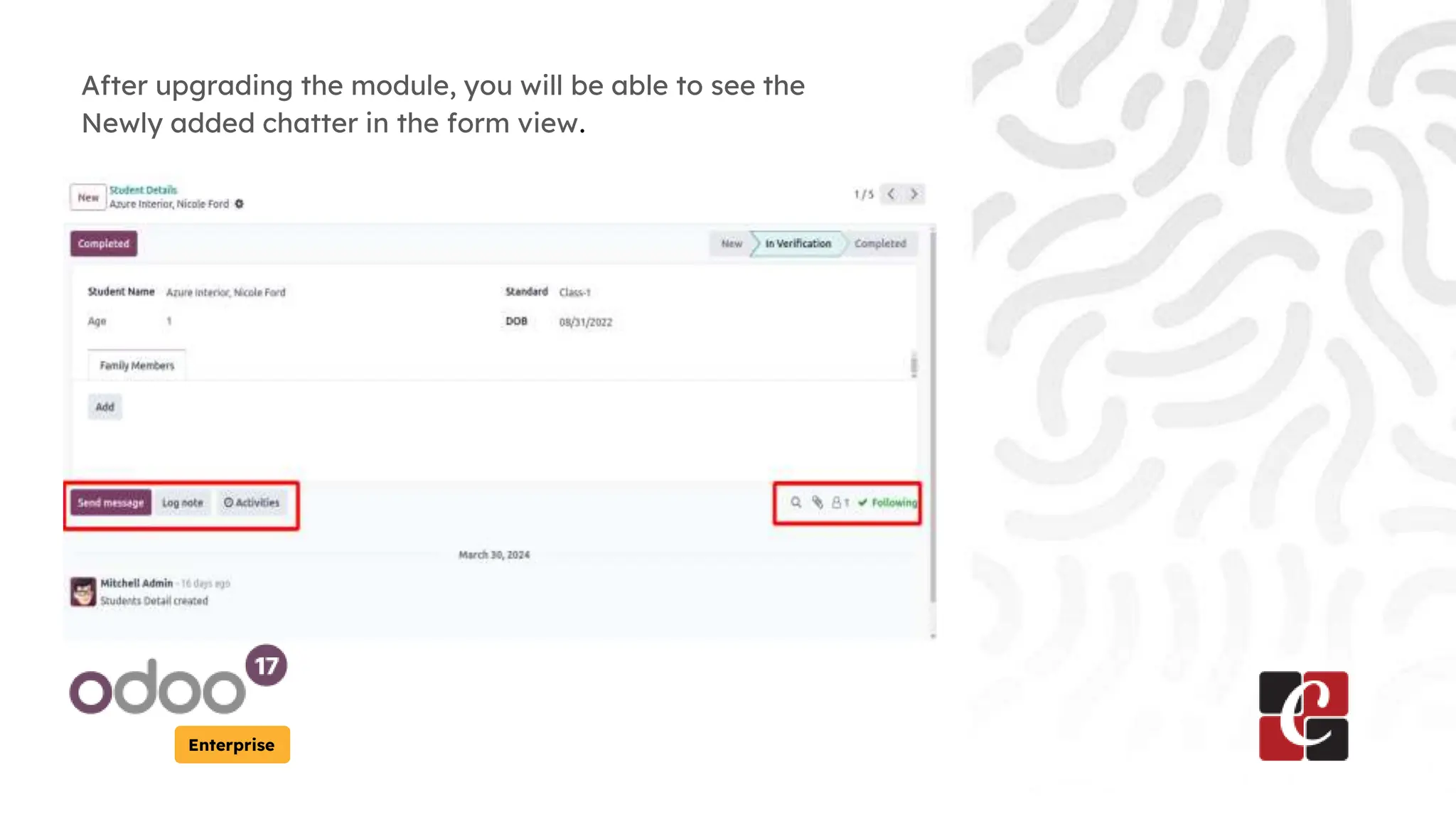 How to Add Chatter in the odoo 17 ERP Module | PPT