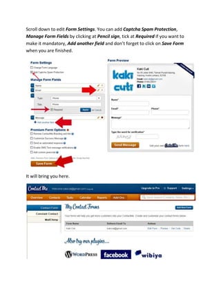 How to add contact us form on Facebook page | DOCX