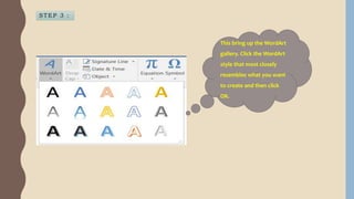 How to add wordart in microsoft word 2016 | PPTX