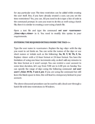 How to add local user through batch file with time restriction in windows | DOC