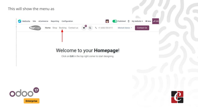 How to add menu in Odoo 17 Website - Odoo 17 Slides | PPTX