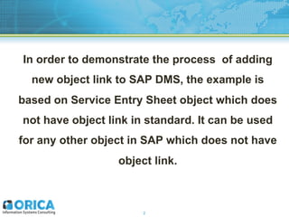 How to add new Object Link in SAP DMS | PDF