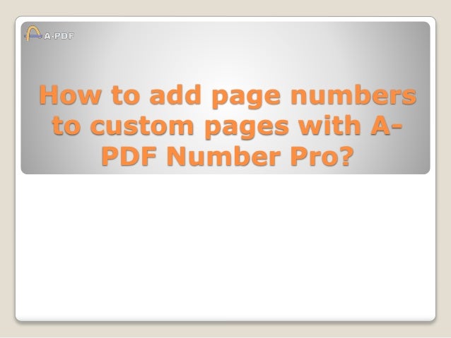 How To Add Page Numbers To Custom Pages With A Pdf Number Pro