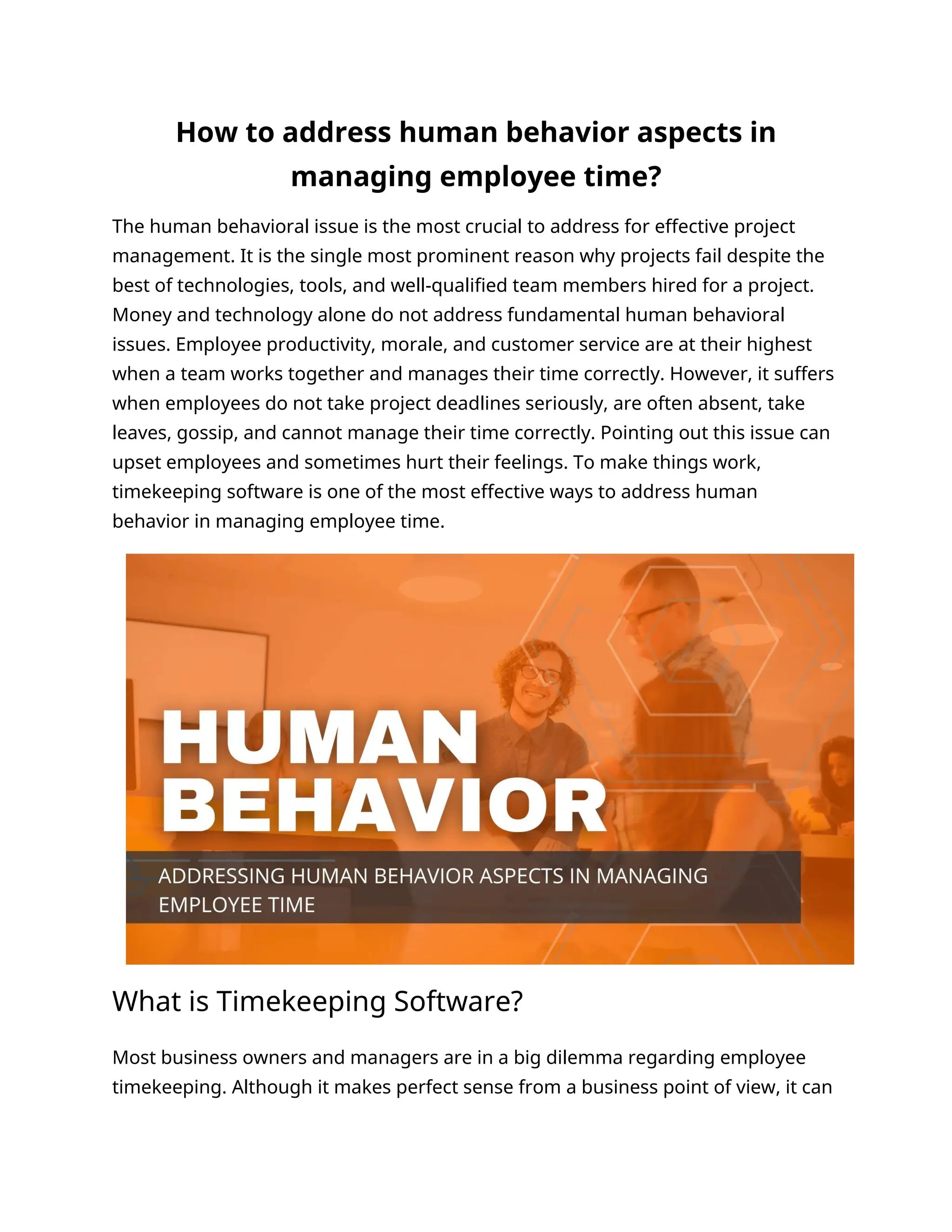 How to address human behavior aspects in managing employee time1.docx