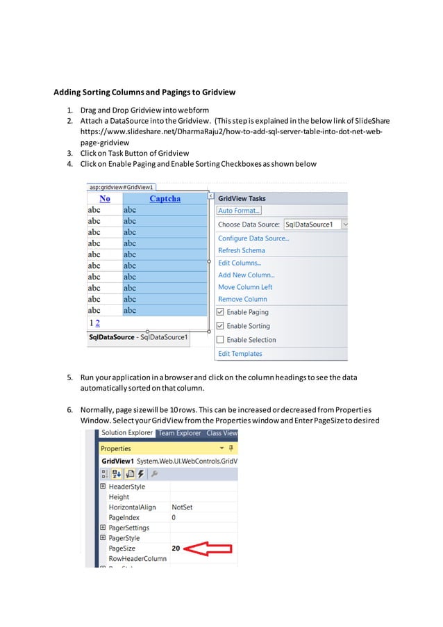 How to add sorting and pagers to grid view | PDF | Free Download