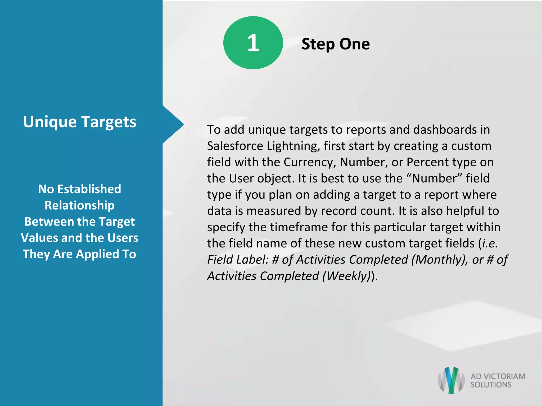 How to add targets to salesforce reports and dashboards | PPTX