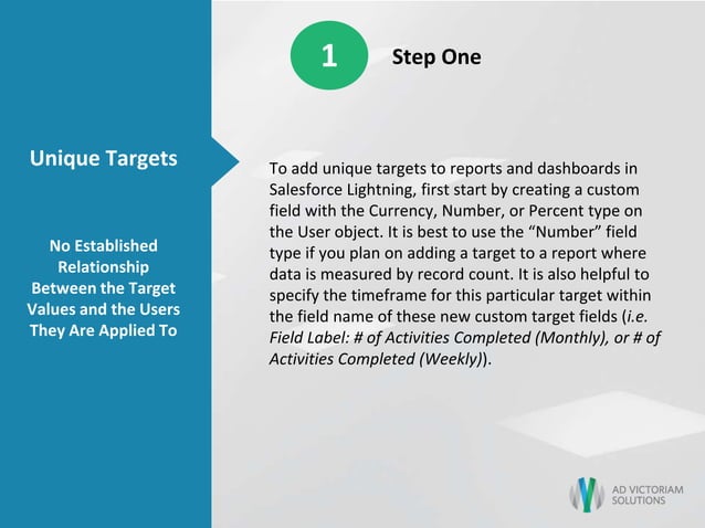 How to add targets to salesforce reports and dashboards | PPTX