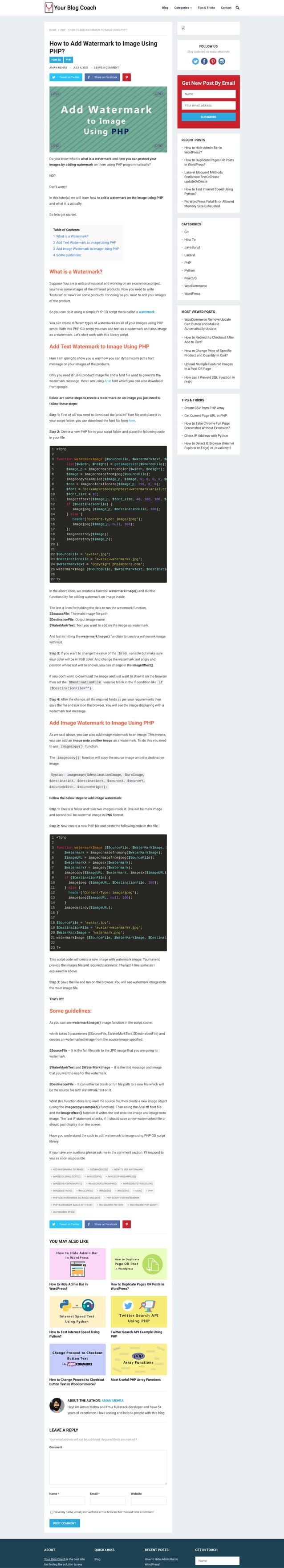 How to add watermark to image using php | PDF | Web Development | Internet