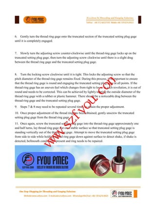 How to adjust a thread ring gage to a truncated setting plug | PDF