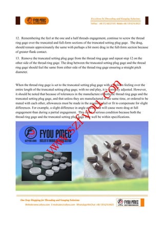 How to adjust a thread ring gage to a truncated setting plug | PDF