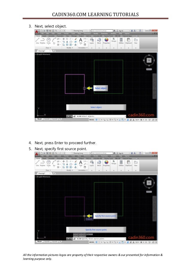 How to align objects using auto cad align command
