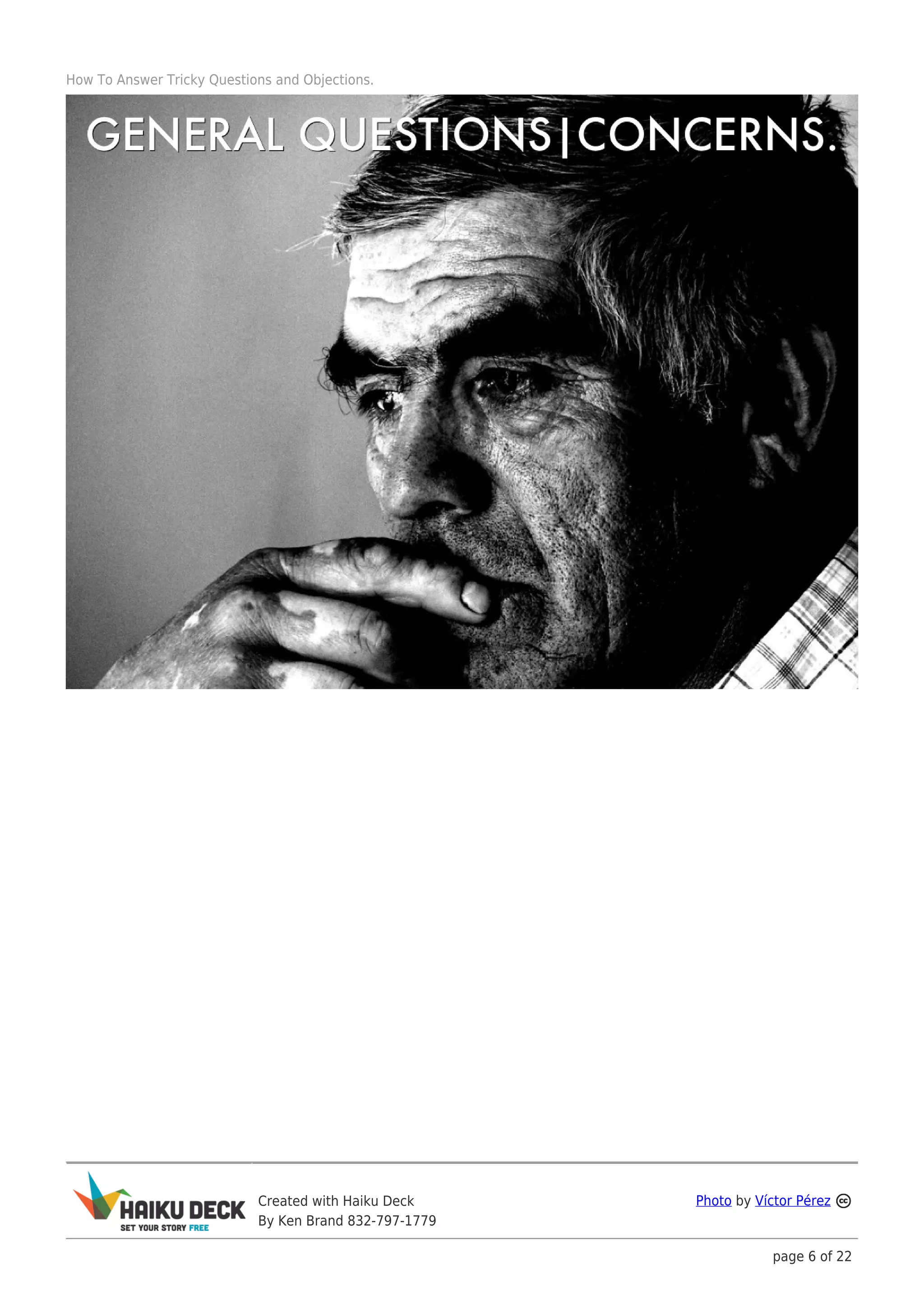 How to all about-them answer tricky client concerns and questions. | PDF