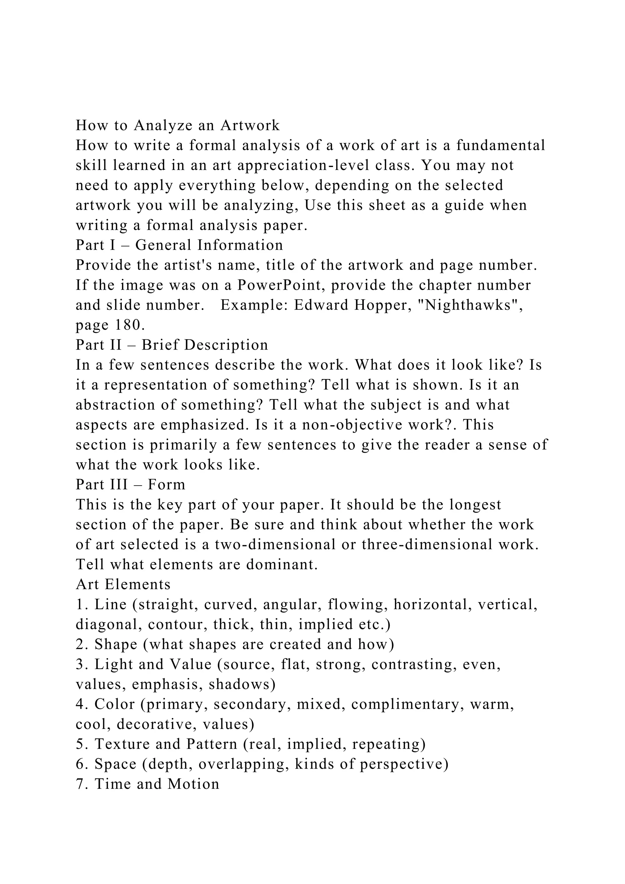 How to Analyze an Artwork How to write a formal analysis of a wo.docx