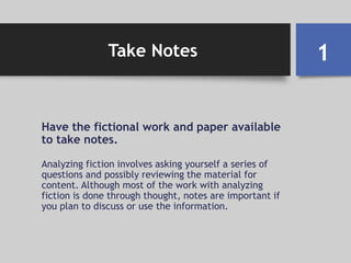 How to analyze fiction | PPTX