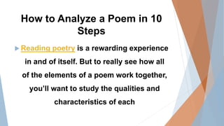 How to Analyze Poetry.pptx | Poetry | Books and Literature