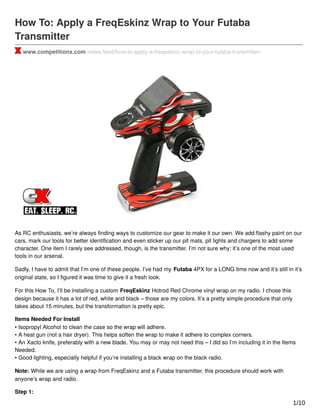 How To: Apply a FreqEskinz Wrap to Your Futaba Transmitter | PDF