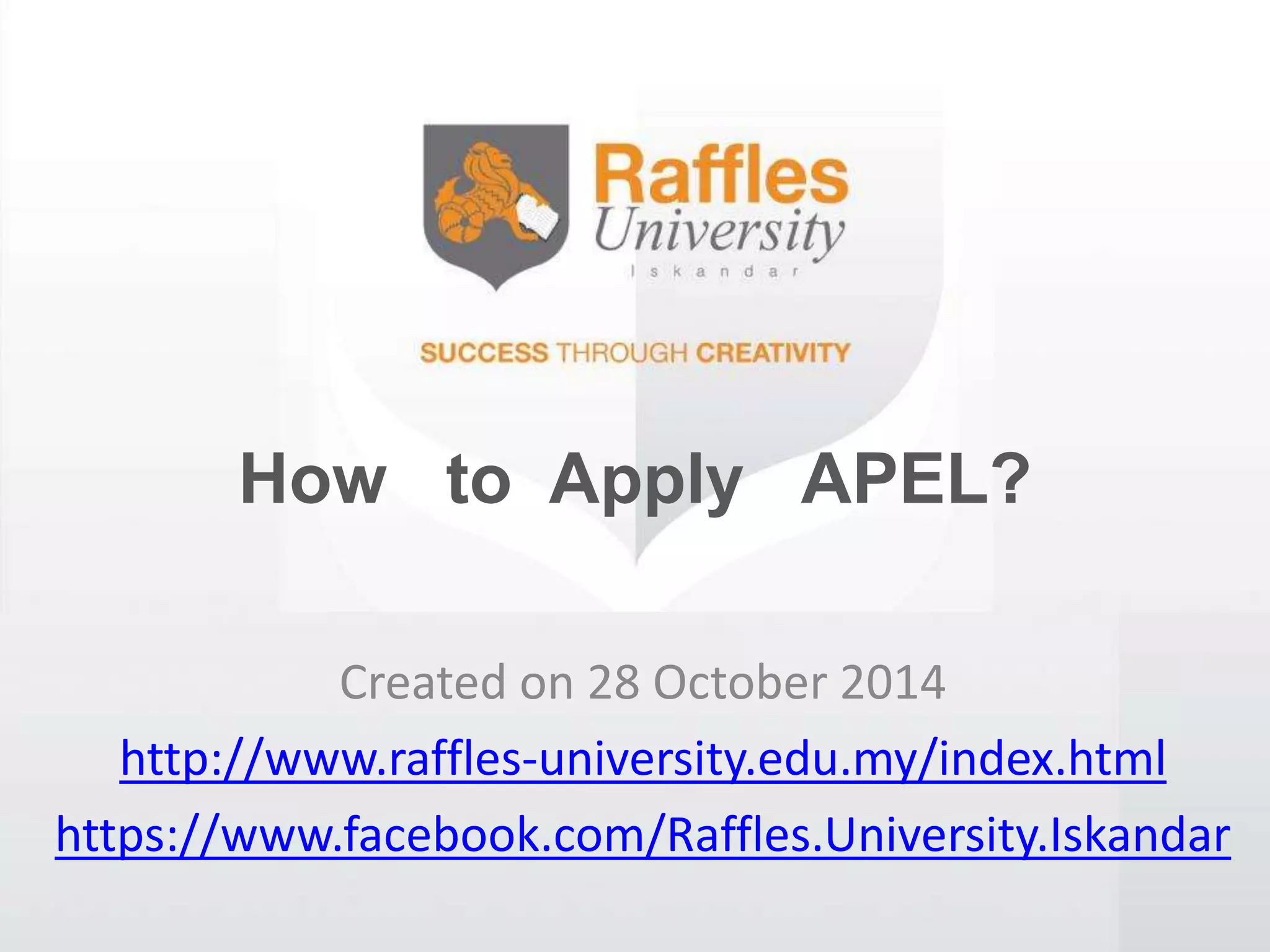 How to Apply APEL? | PPTX
