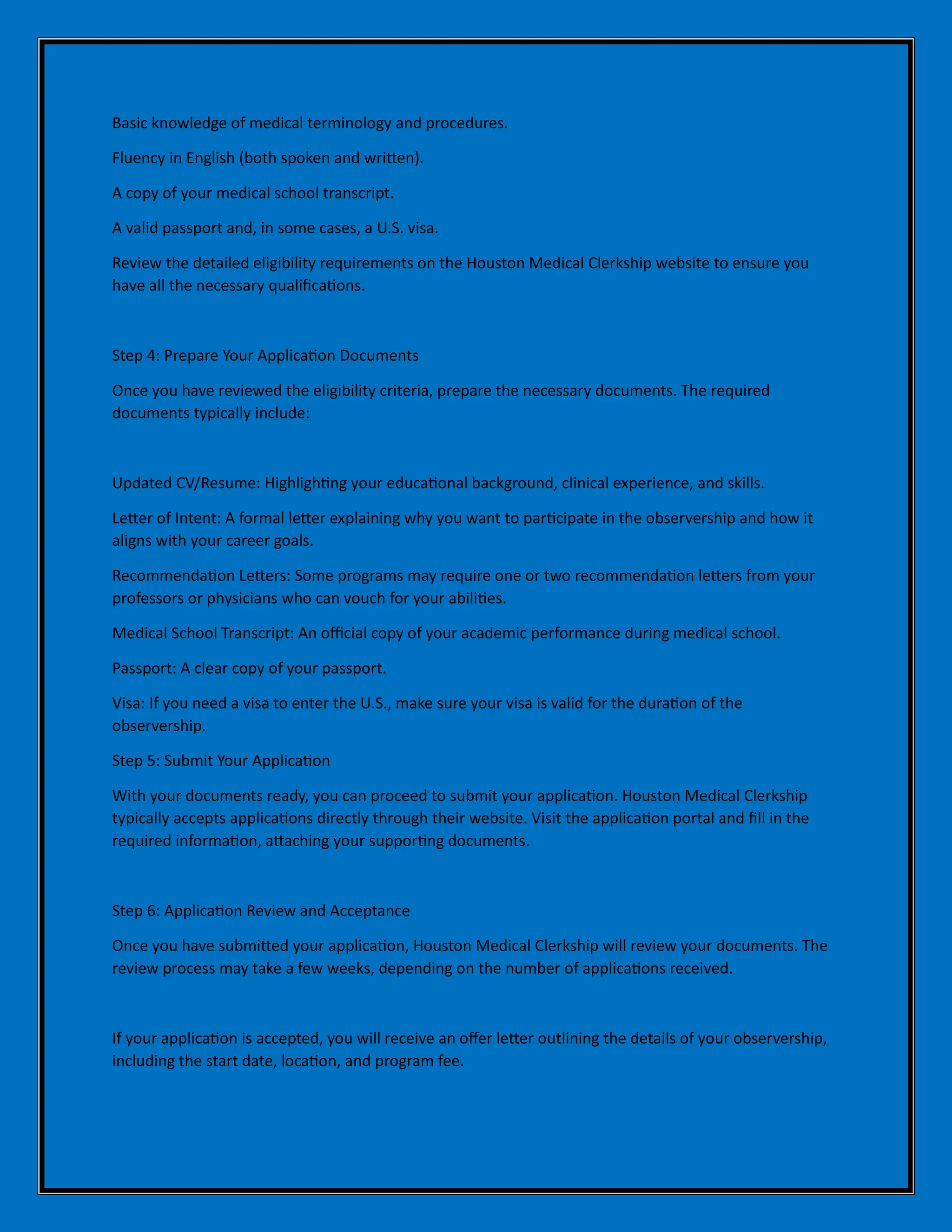 How to Apply for a Medical Observership in the USA 2025 with Houston ...