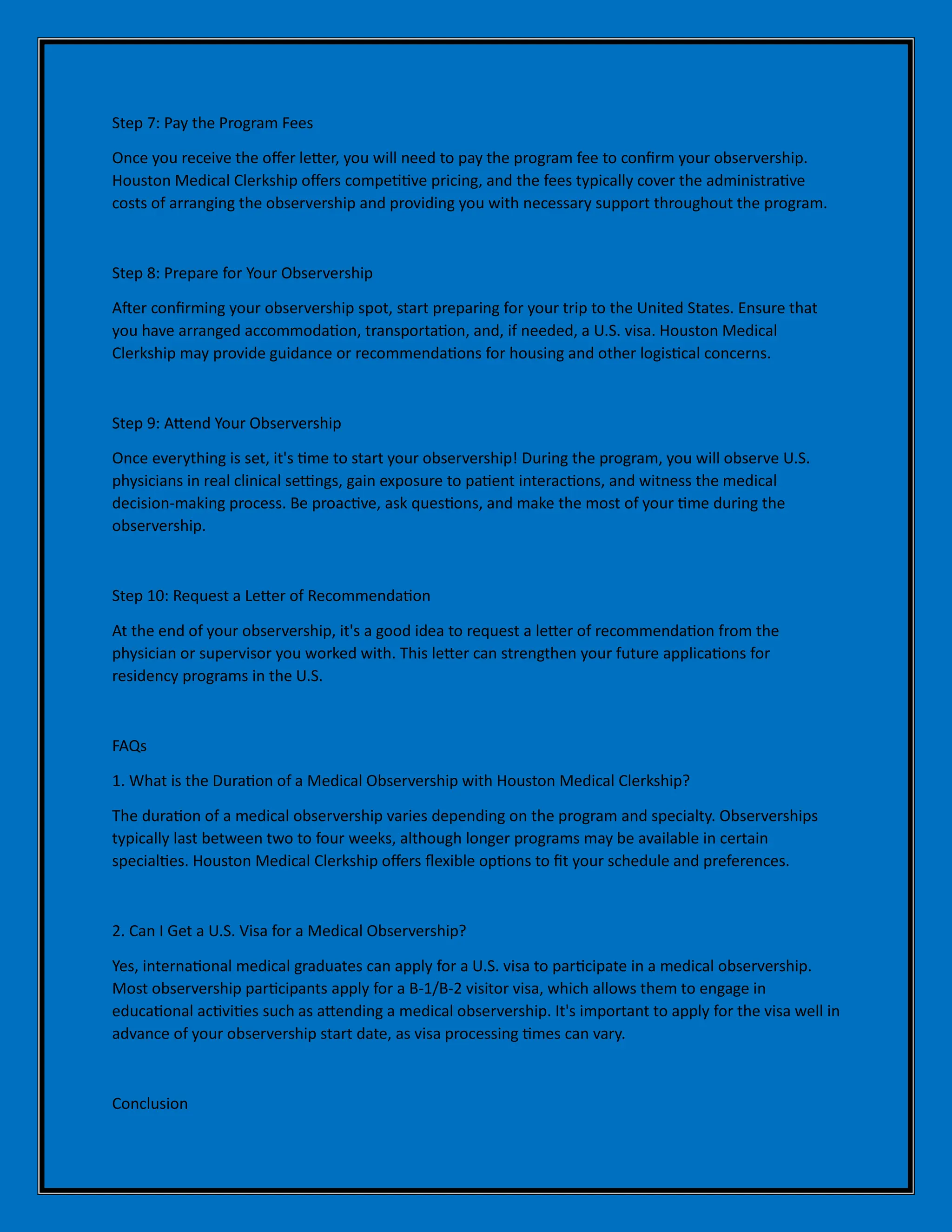 How to Apply for a Medical Observership in the USA 2025 with Houston ...