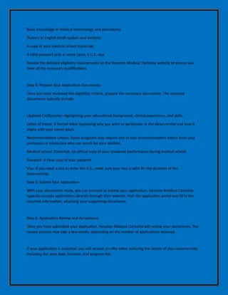 How to Apply for a Medical Observership in the USA 2025 with Houston ...