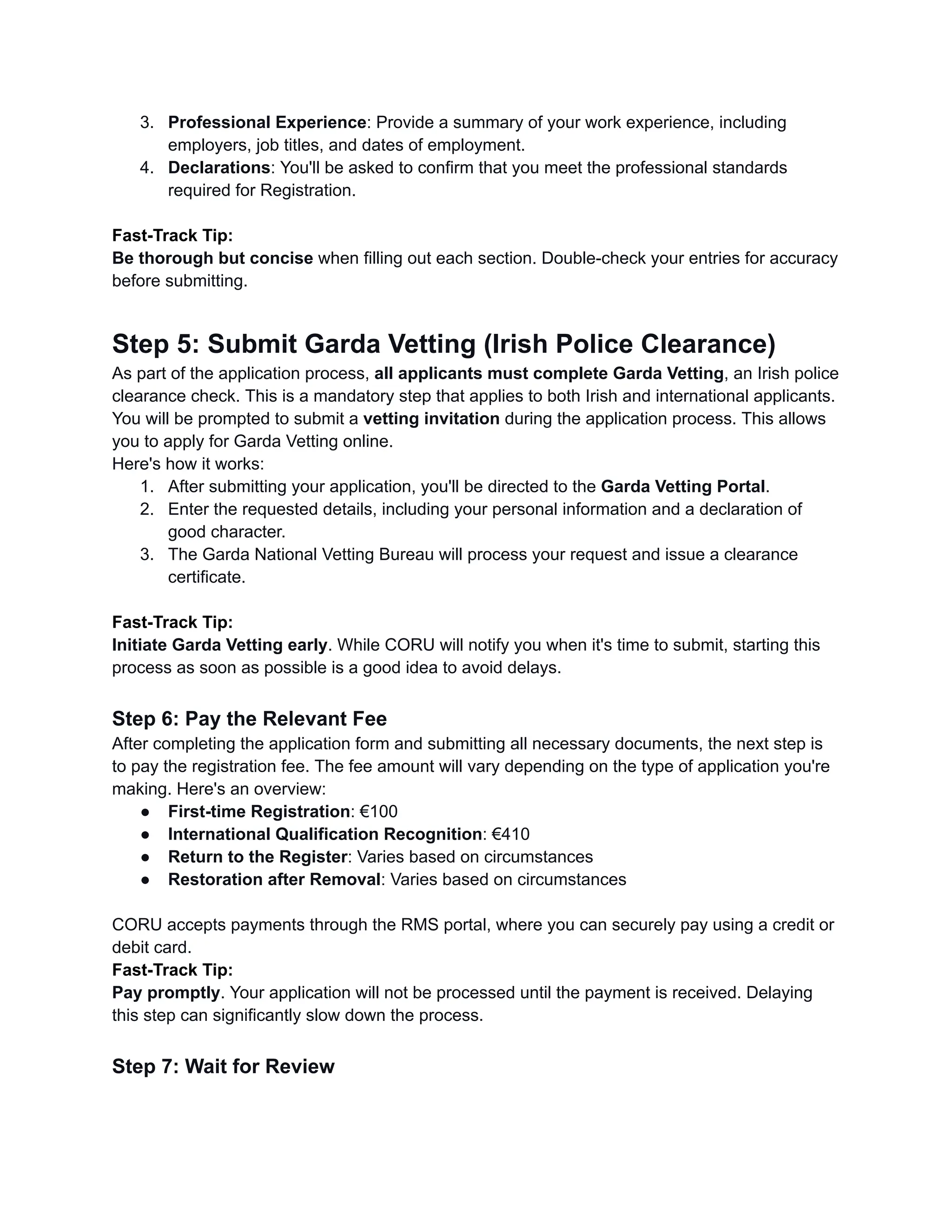 How to Apply for CORU Registration in Ireland | PDF