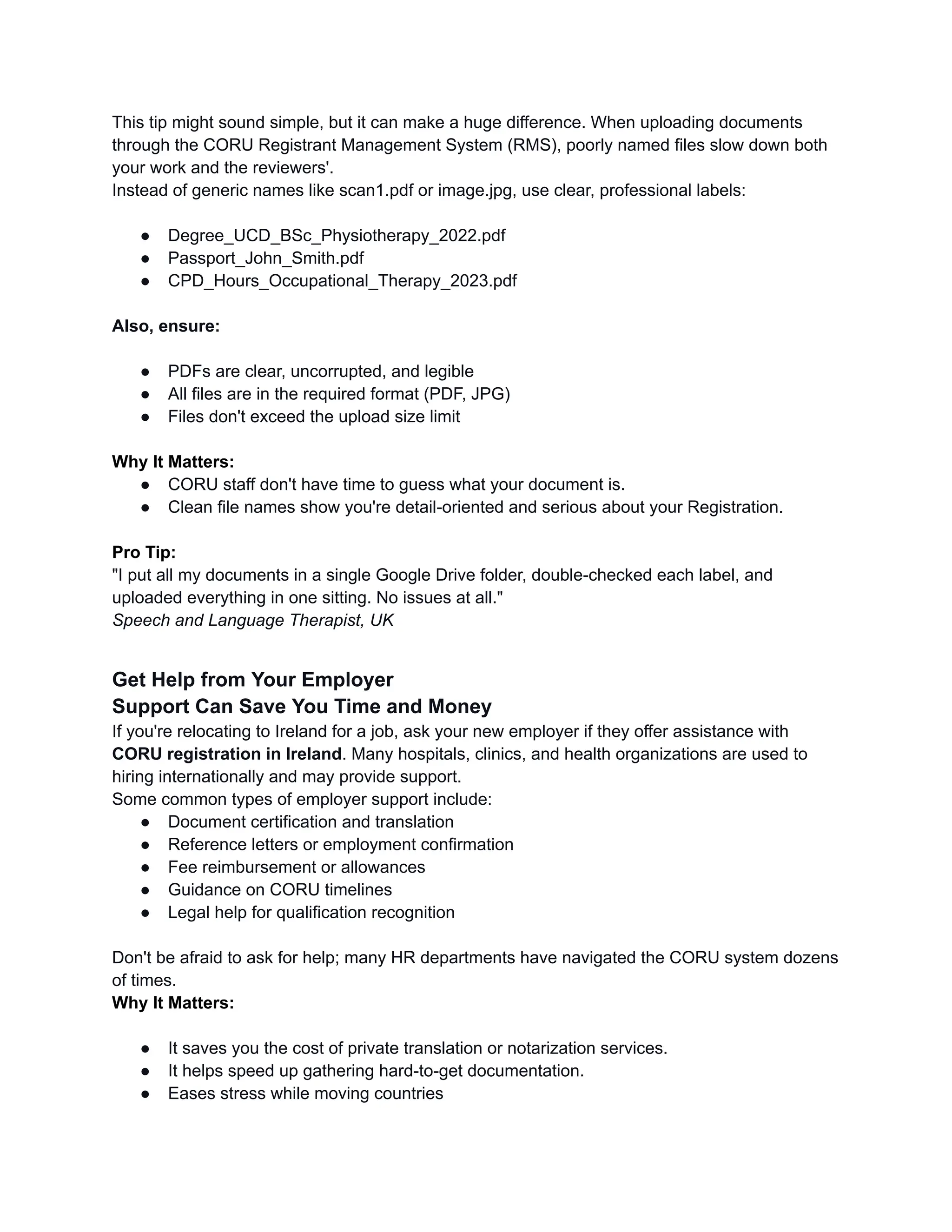 How to Apply for CORU Registration in Ireland | PDF