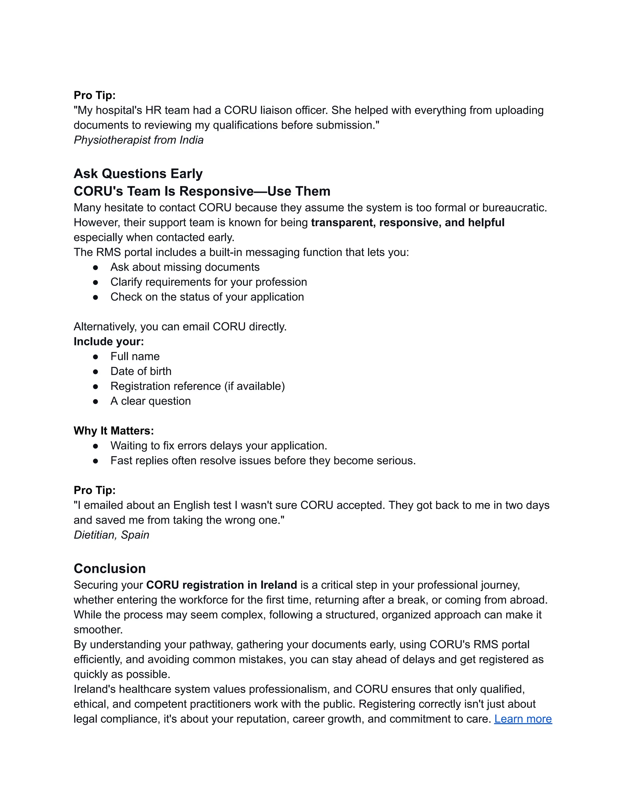 How to Apply for CORU Registration in Ireland | PDF