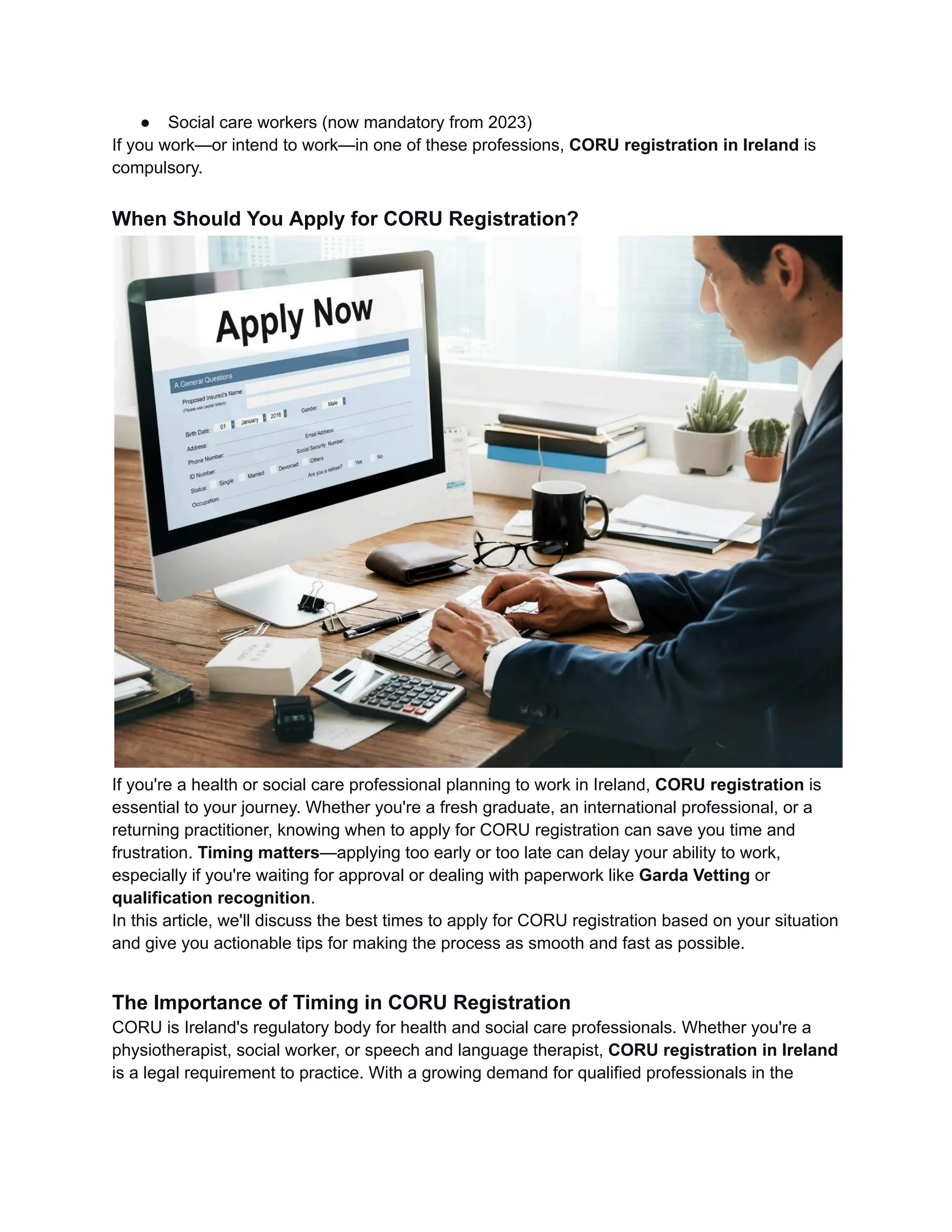 How to Apply for CORU Registration in Ireland | PDF