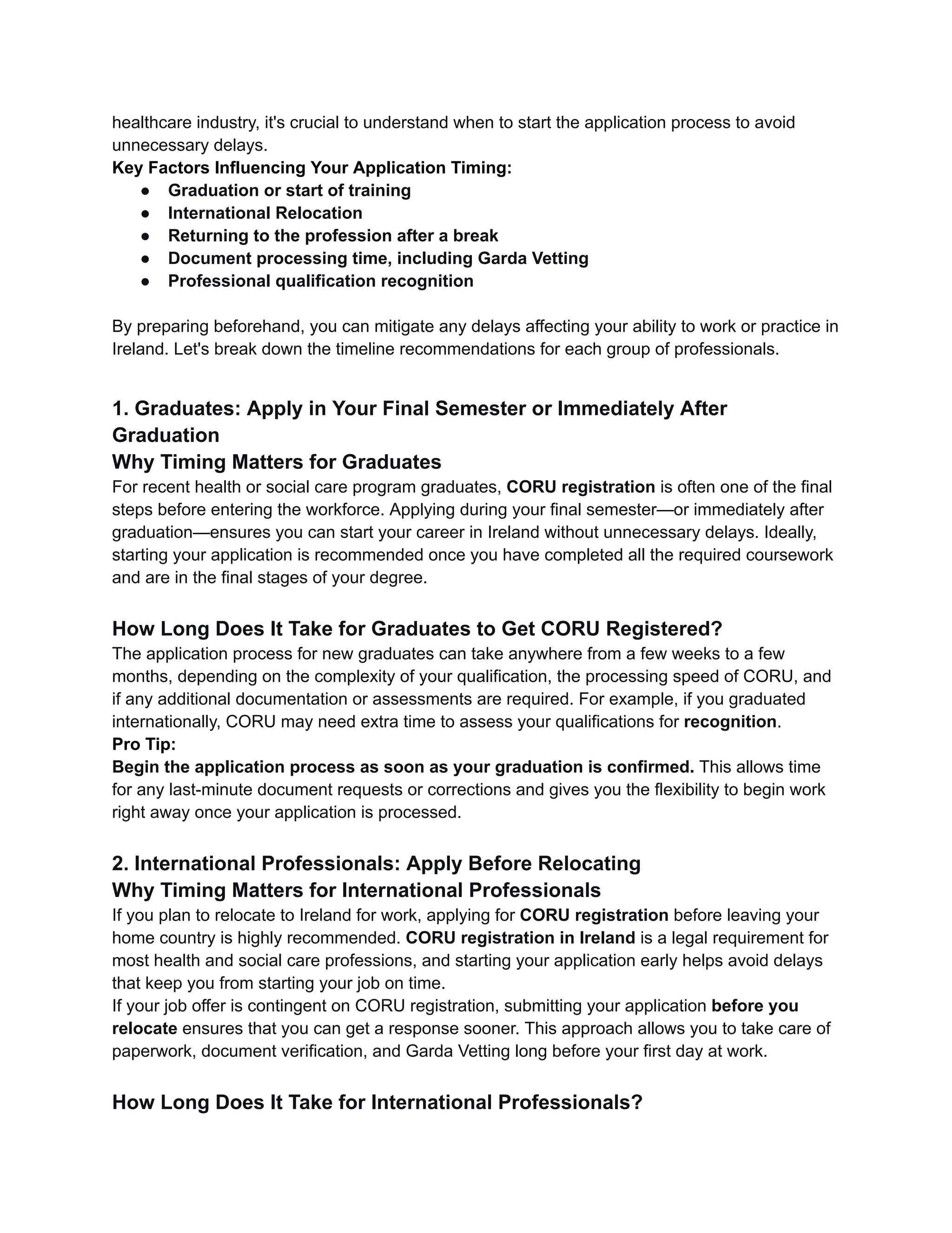 How to Apply for CORU Registration in Ireland | PDF