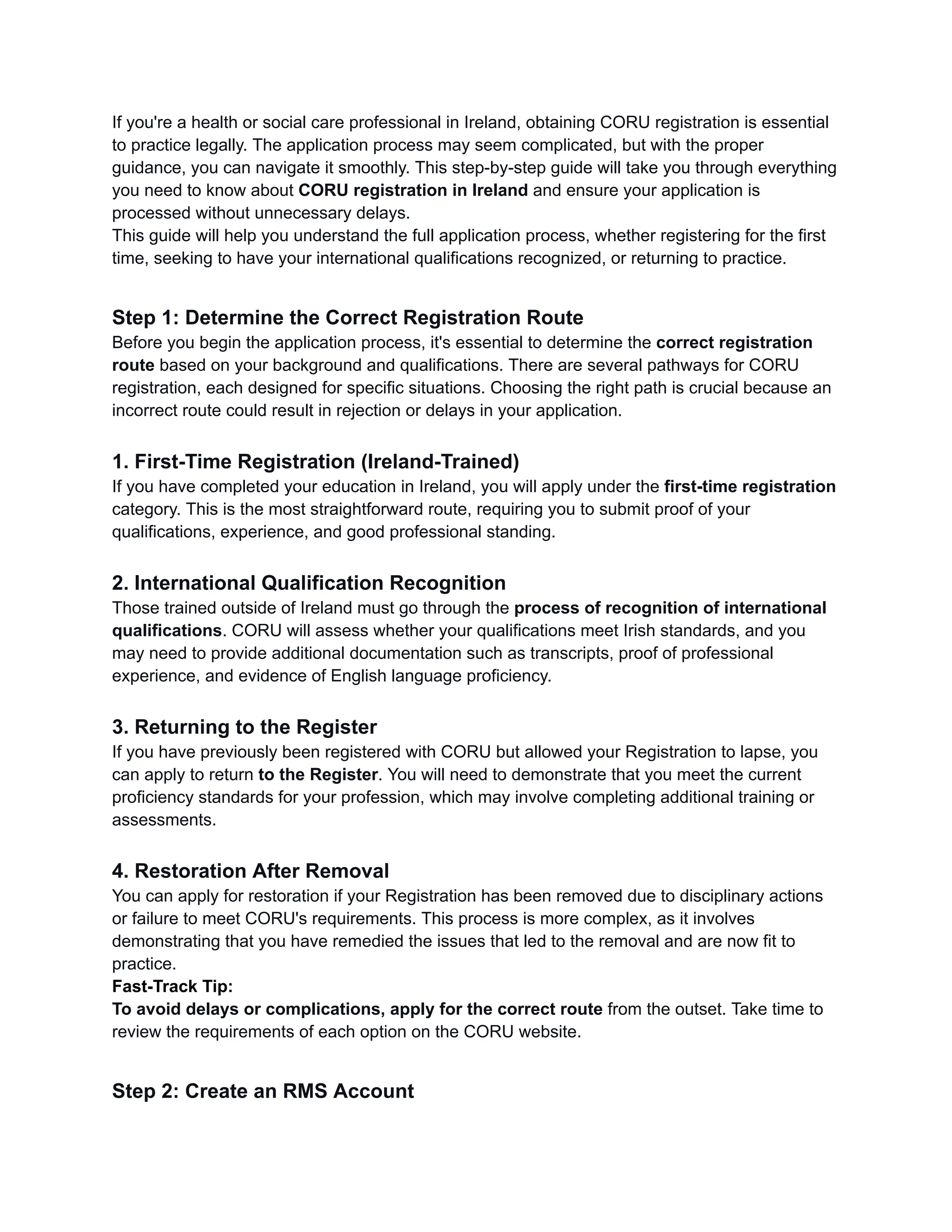 How to Apply for CORU Registration in Ireland | PDF
