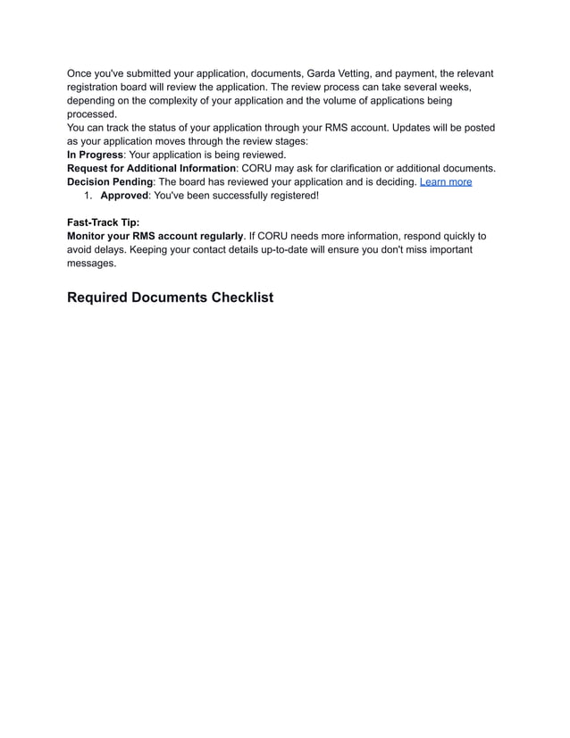 How to Apply for CORU Registration in Ireland | PDF
