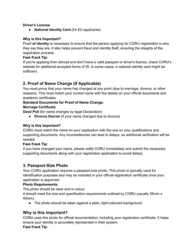How to Apply for CORU Registration in Ireland | PDF