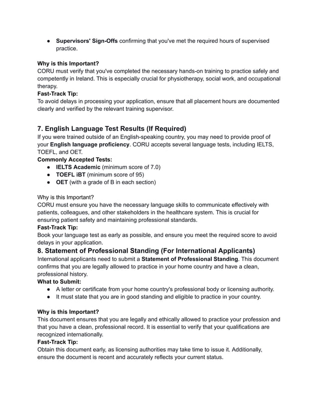 How to Apply for CORU Registration in Ireland | PDF