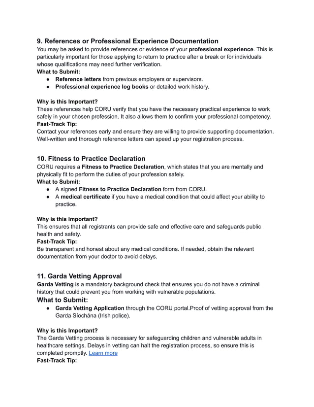 How to Apply for CORU Registration in Ireland | PDF