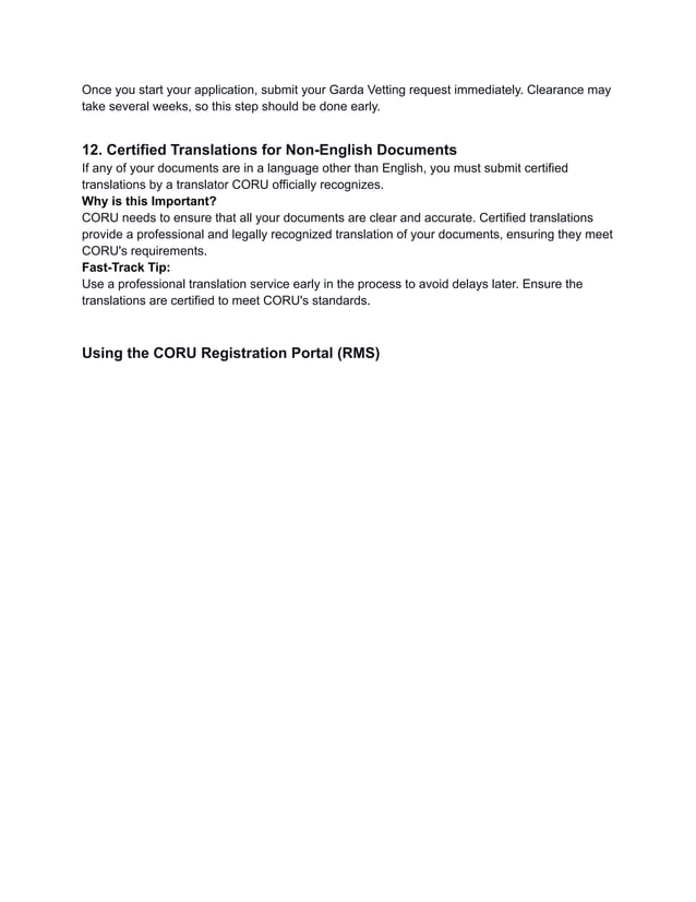 How to Apply for CORU Registration in Ireland | PDF