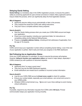 How to Apply for CORU Registration in Ireland | PDF