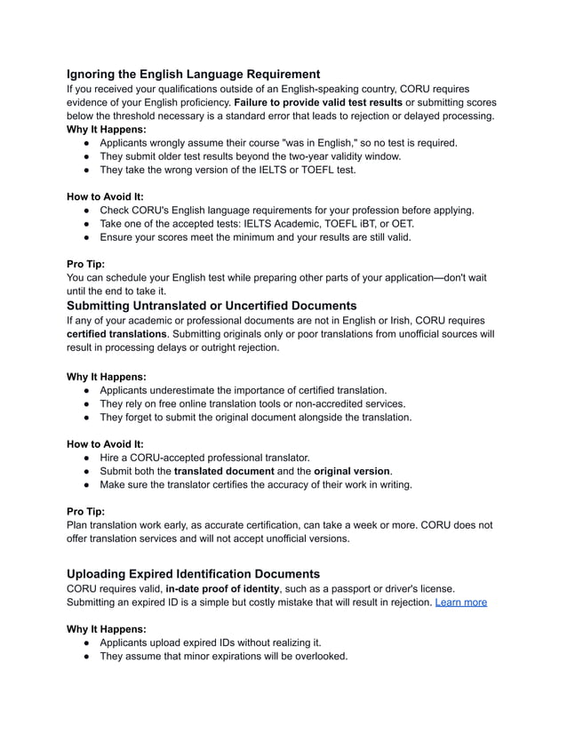 How to Apply for CORU Registration in Ireland | PDF