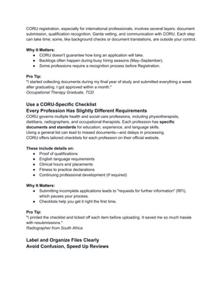 How to Apply for CORU Registration in Ireland | PDF
