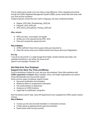 How to Apply for CORU Registration in Ireland | PDF